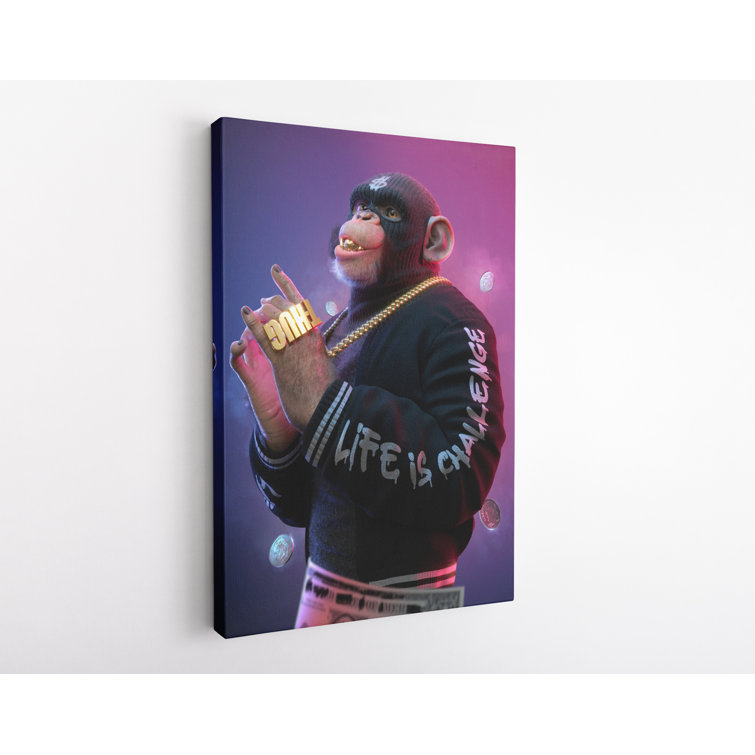 Trinx " Thug Monkey With Coins Motivation Canvas Wall Art " on Canvas ...