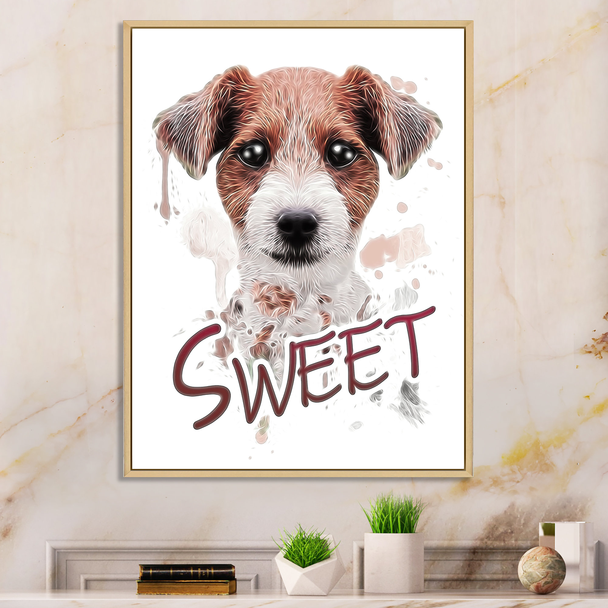 Trinx Cartoon Cute Jack Russell Terrier Dog - Floater Frame Graphic Art ...