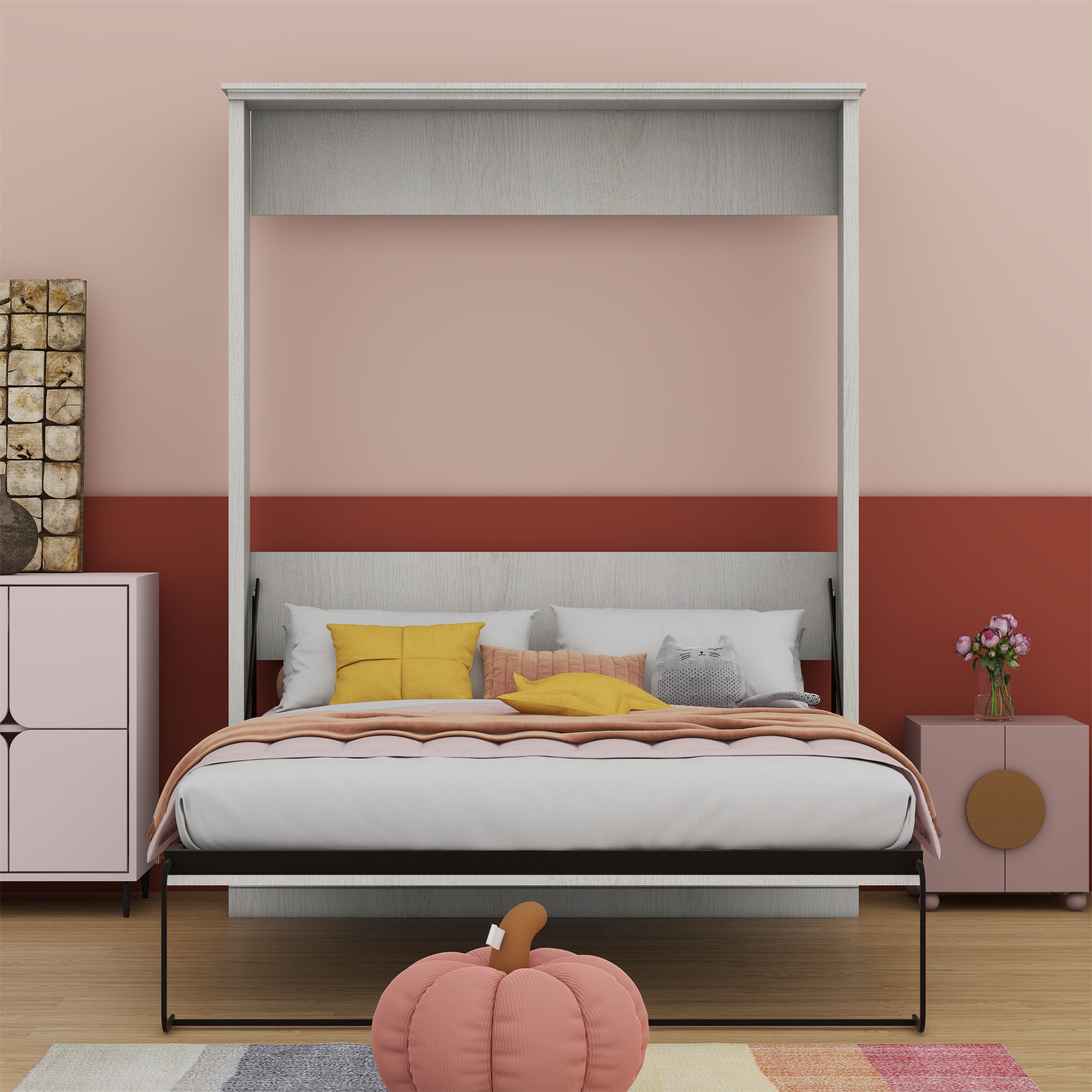 Red Barrel Studio® Half Self-Close And Open Murphy Bed Cabinet Space-Saving Bed | Wayfair