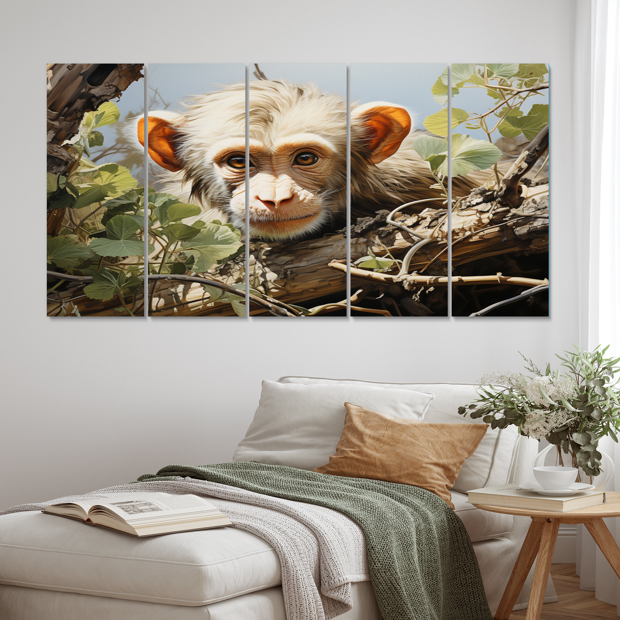 Winston Porter Green Brown Monkey Mischievous Monkey Pastoral On Canvas ...