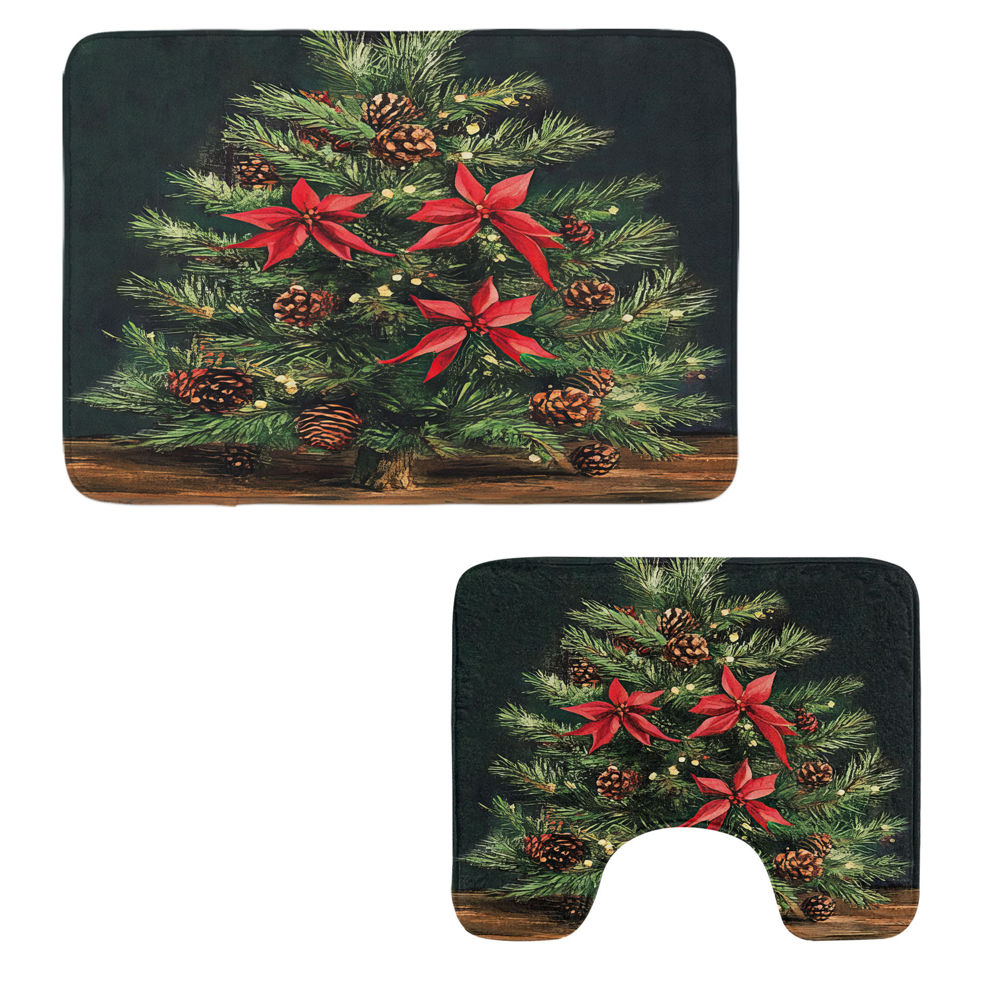 The Holiday Aisle® Christmas Bathroom Rug Set 2 Pieces Rectangle ...
