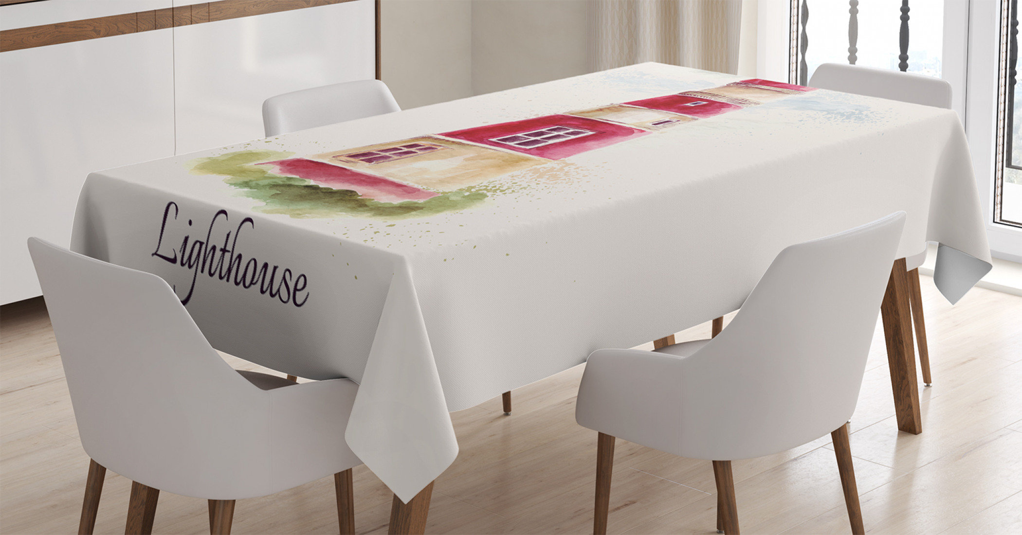 East Urban Home Ambesonne Lighthouse Tablecloth, Watercolor Lighthouse ...