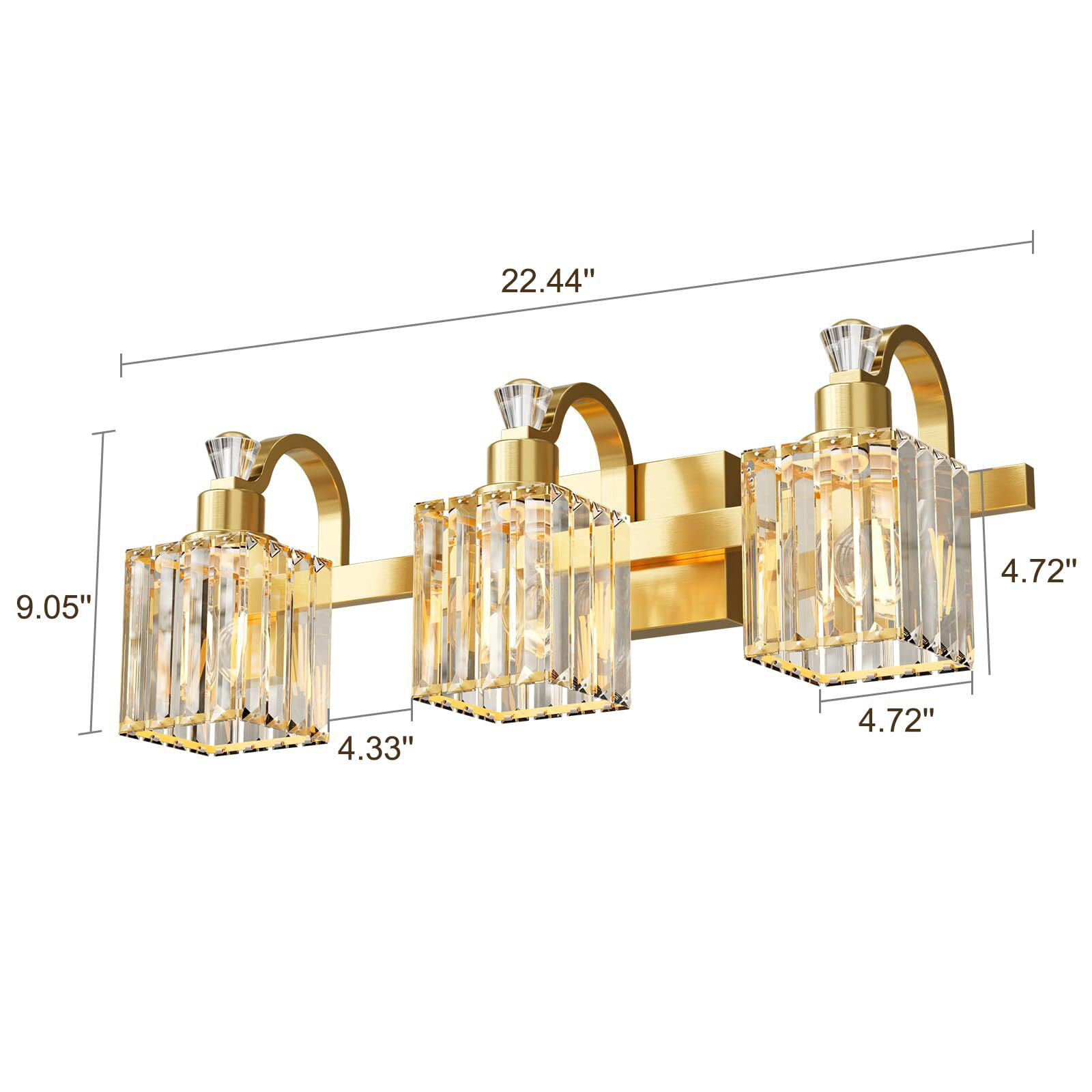 Mercer41 3 Light Bathroom Vanity Light Fixtures Modern Crystal Vanity ...