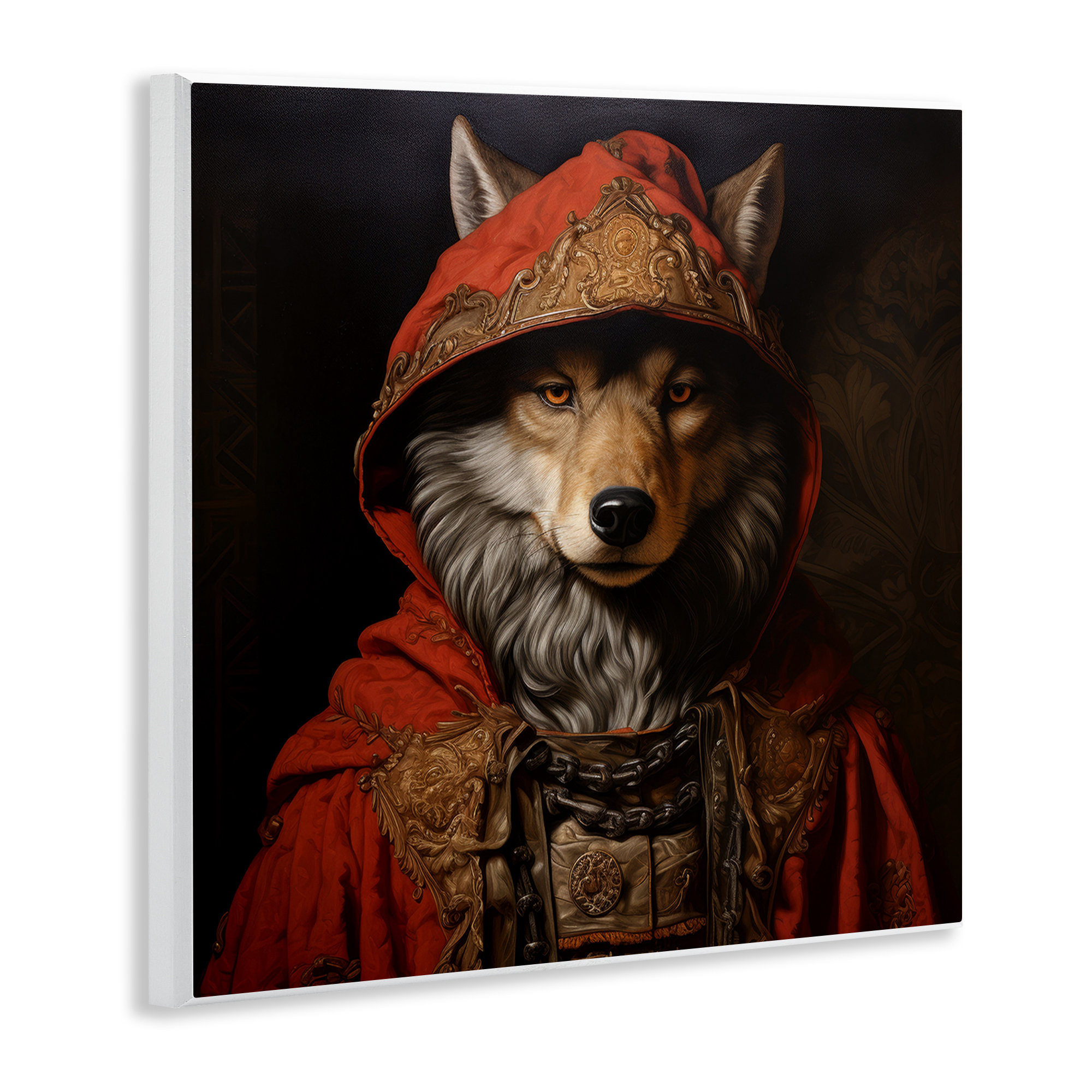 Fleur De Lis Living Wolf with Red Cloak Wall Plaque Art by Lazar Studio ...