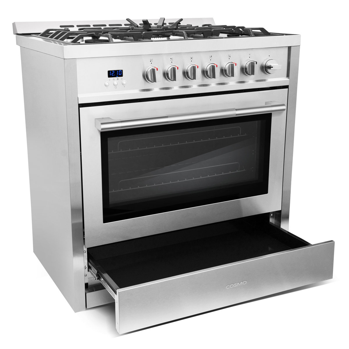 Cosmo 36 in. Nebula Collection 3.8 cu. ft. Gas Range, 5 Burners, Rapid ...