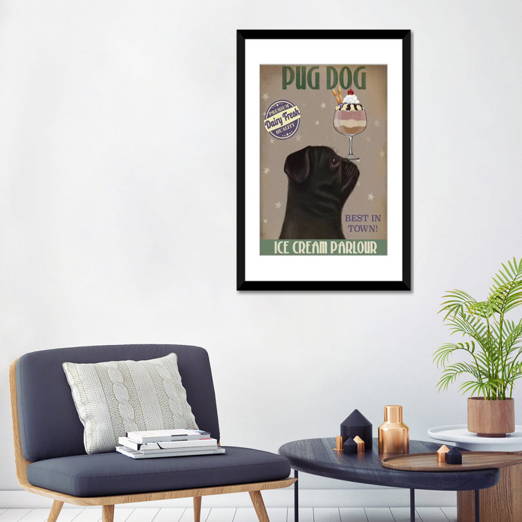 East Urban Home Fab Funky " Pug, Black, Ice Cream " by Fab Funky ...