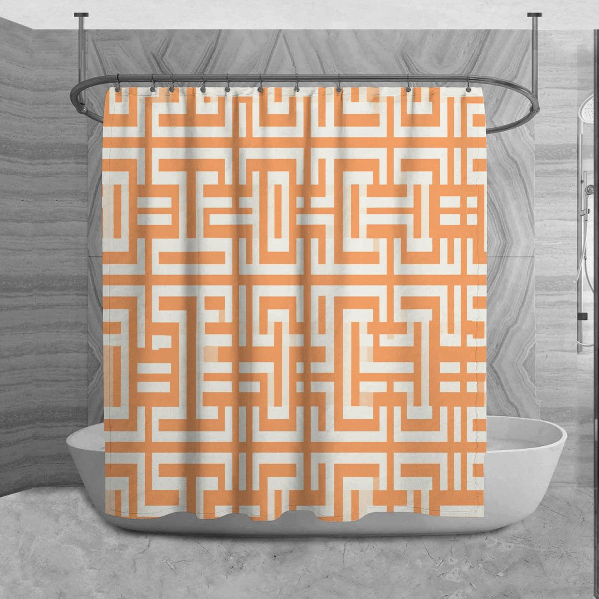 East Urban Home Plumer Geometric Shower Curtain | Wayfair