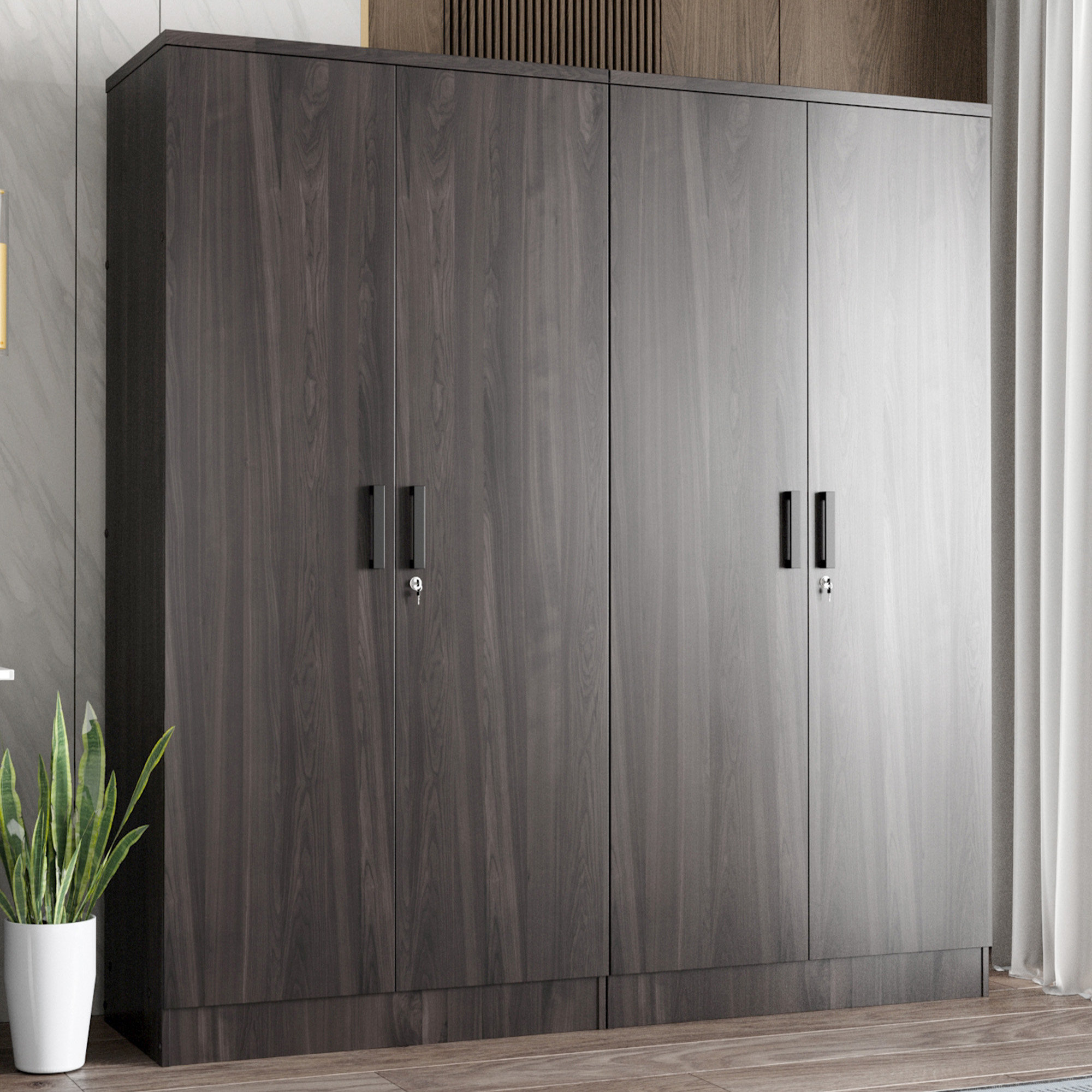 Union Rustic Double Wardrobe With 4 Slim Door! & Reviews | Wayfair