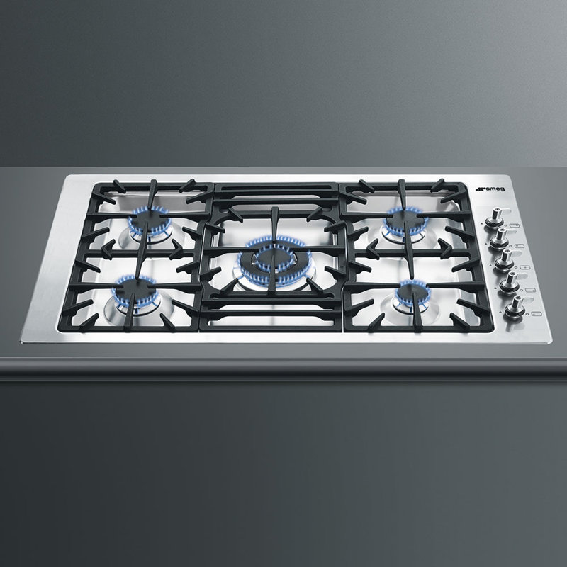 SMEG Classic 36" Stainless Steel Gas 5 Burner Cooktop | Wayfair