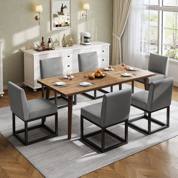 Hokku Designs Dining Chairs Set Of 6, Modern Linen Kitchen Chairs ...