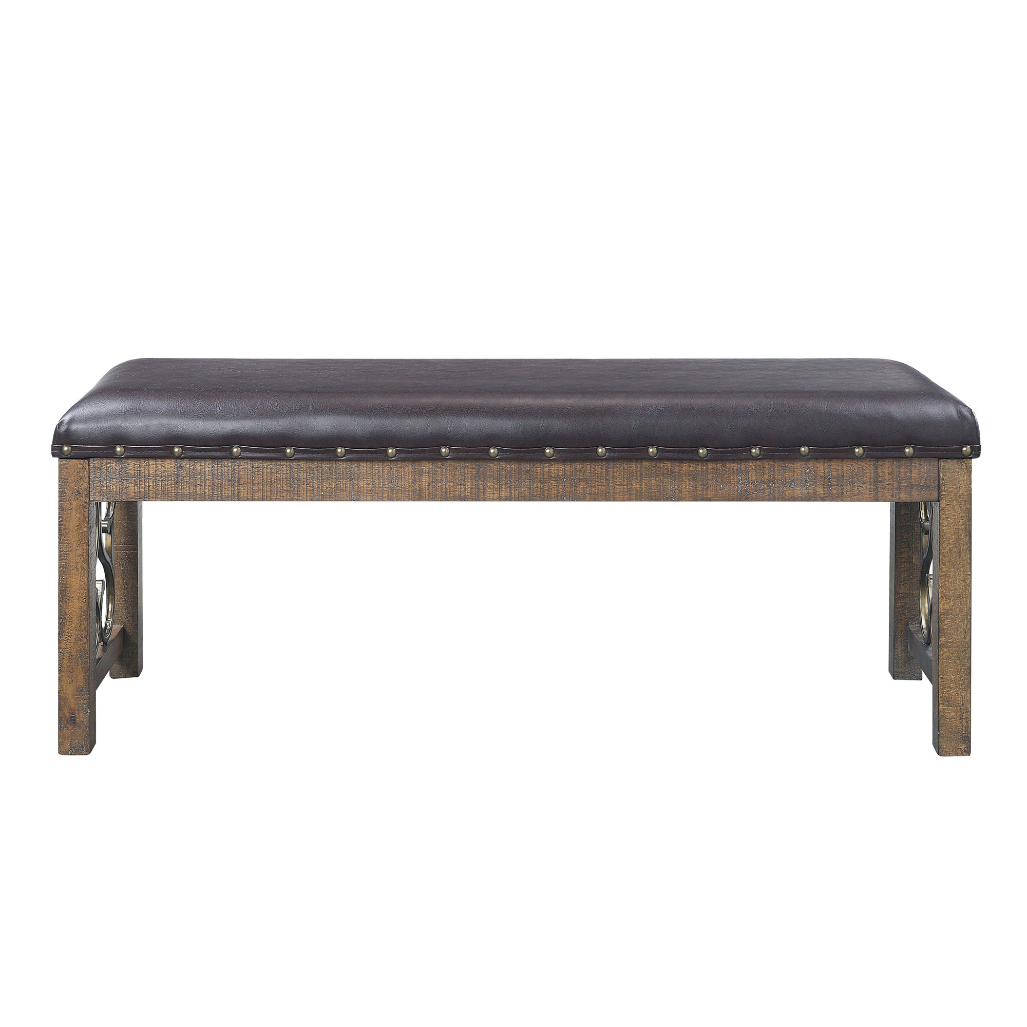 Ophelia & Co. Black and Weathered Cherry Bench with Nailhead Trim | Wayfair
