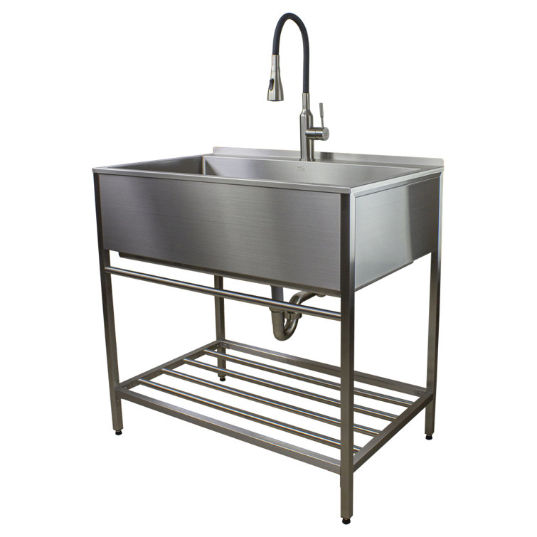 Transolid TFH-3622-SS 36'' L x 22'' W Free Standing Laundry Sink with ...
