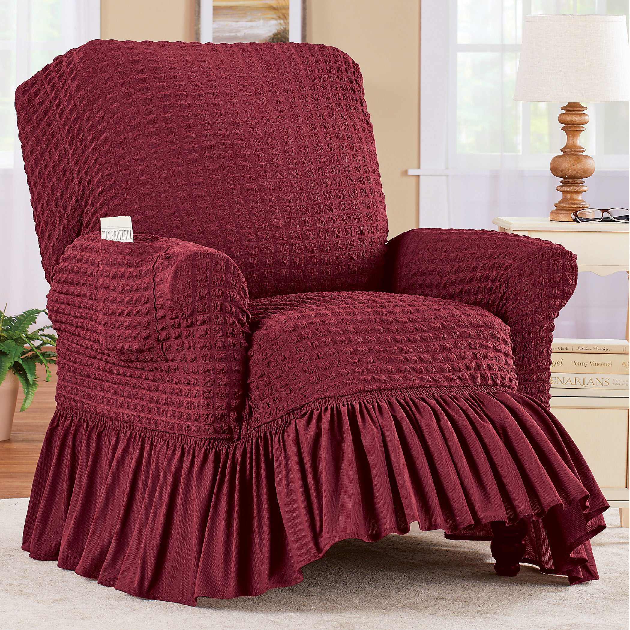 Red Barrel Studio® Textured Squares Ruffled Box Cushion Recliner ...