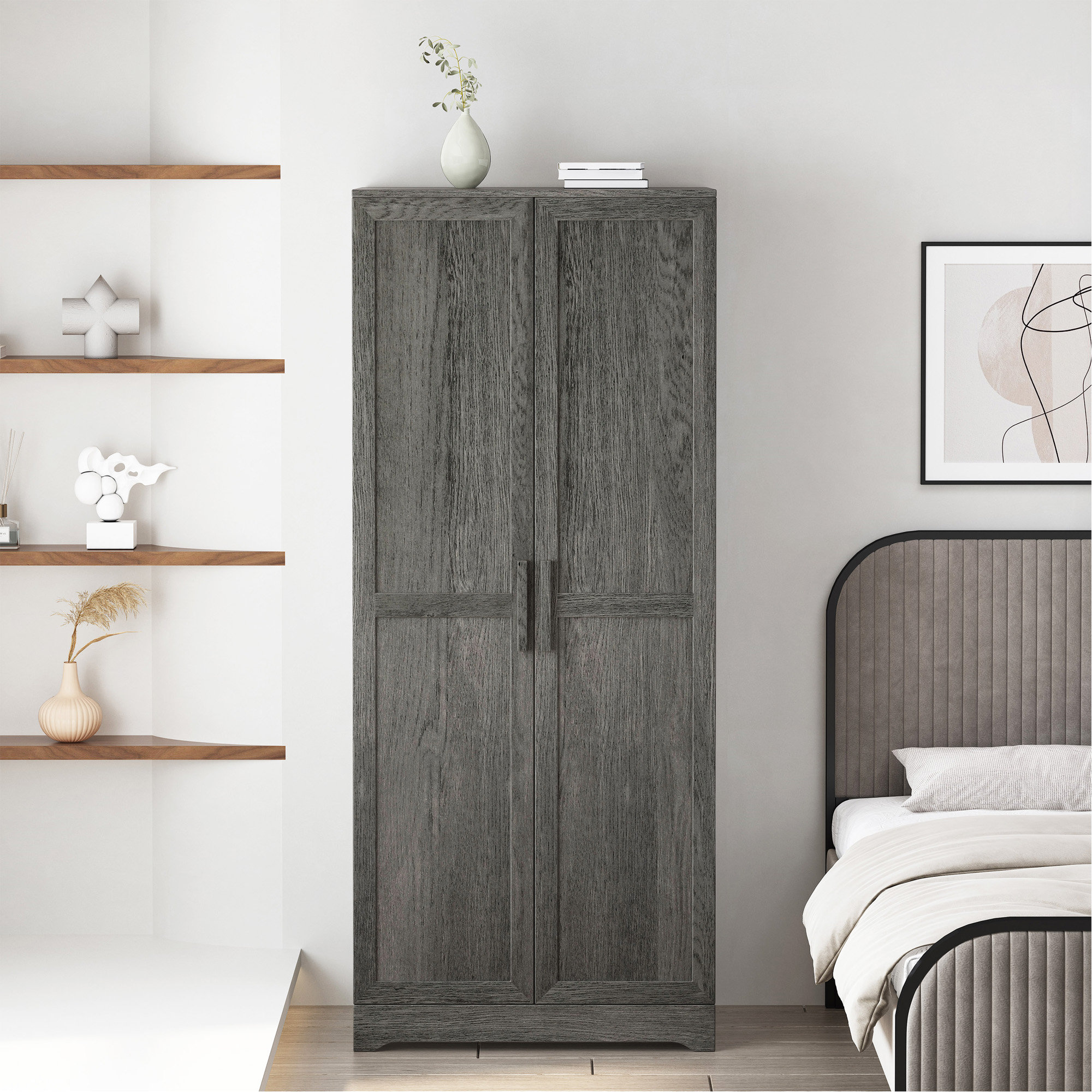 Gracie Oaks Stylish And Functional Rustic Armoire For Bedroom And ...