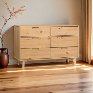 Loon Peak® Gianlucas Classic Natural Pine 6-Drawer Solid Wood Dresser ...