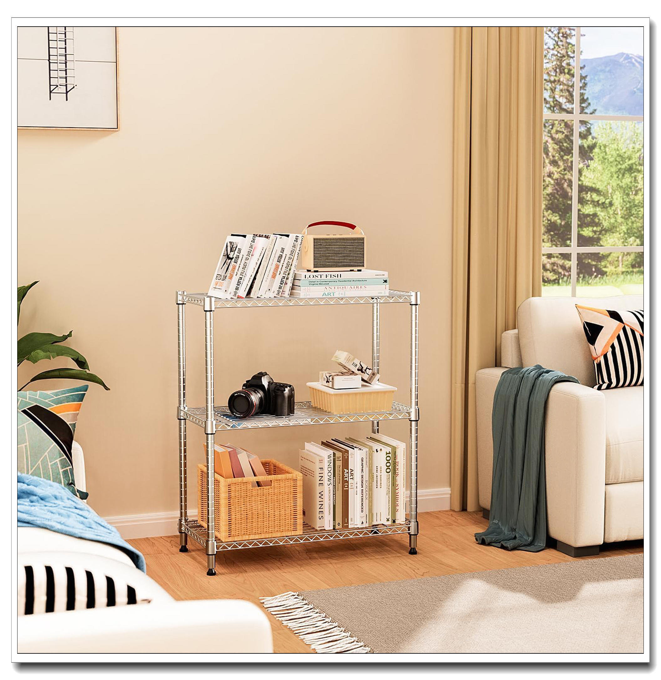 Rebrilliant 3 Tier 750 LBS Heavy Duty Metal Wire Shelving Unit 13.8 X ...