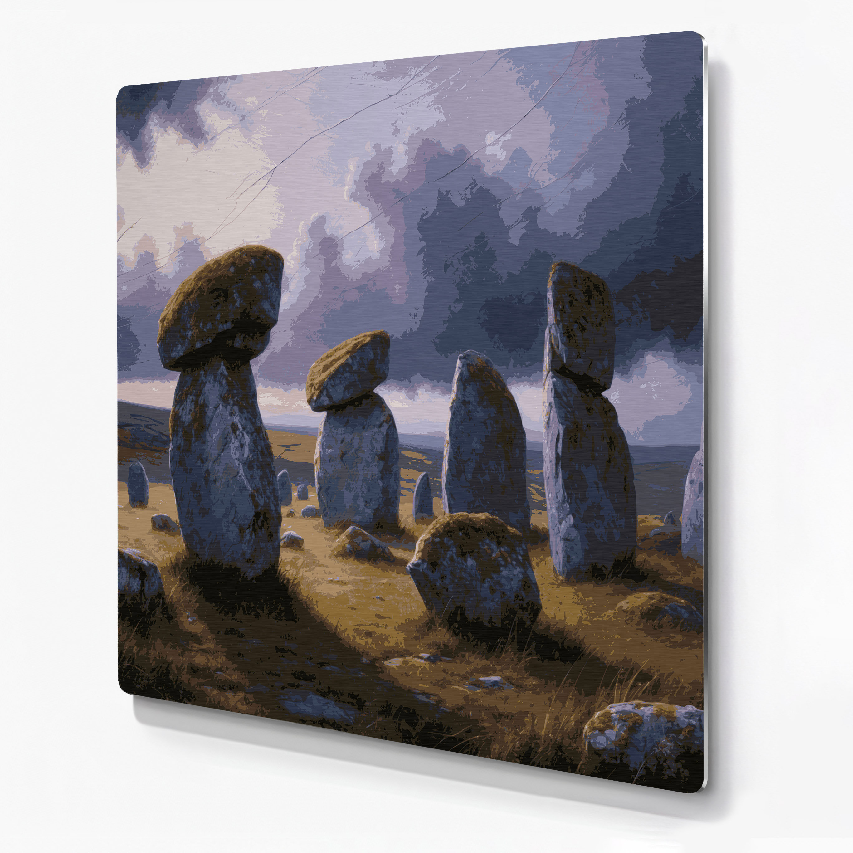 Latitude Run® SciFi Ancient stone circle ruins Gray Metal Wall Art ...