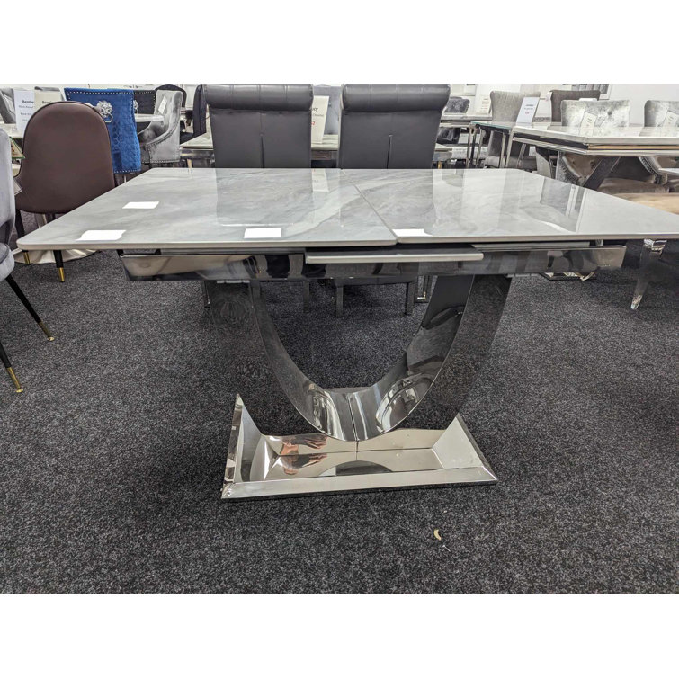 Ivy Bronx Chanella Grey Ceramic Extending Dining Table | Wayfair.co.uk