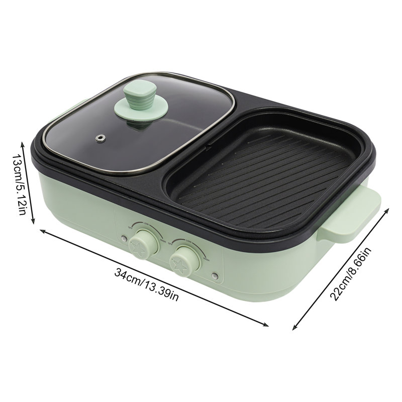 JOYDING Portable Multi-Purpose Hot Pot With Grill Area Electric Grill ...