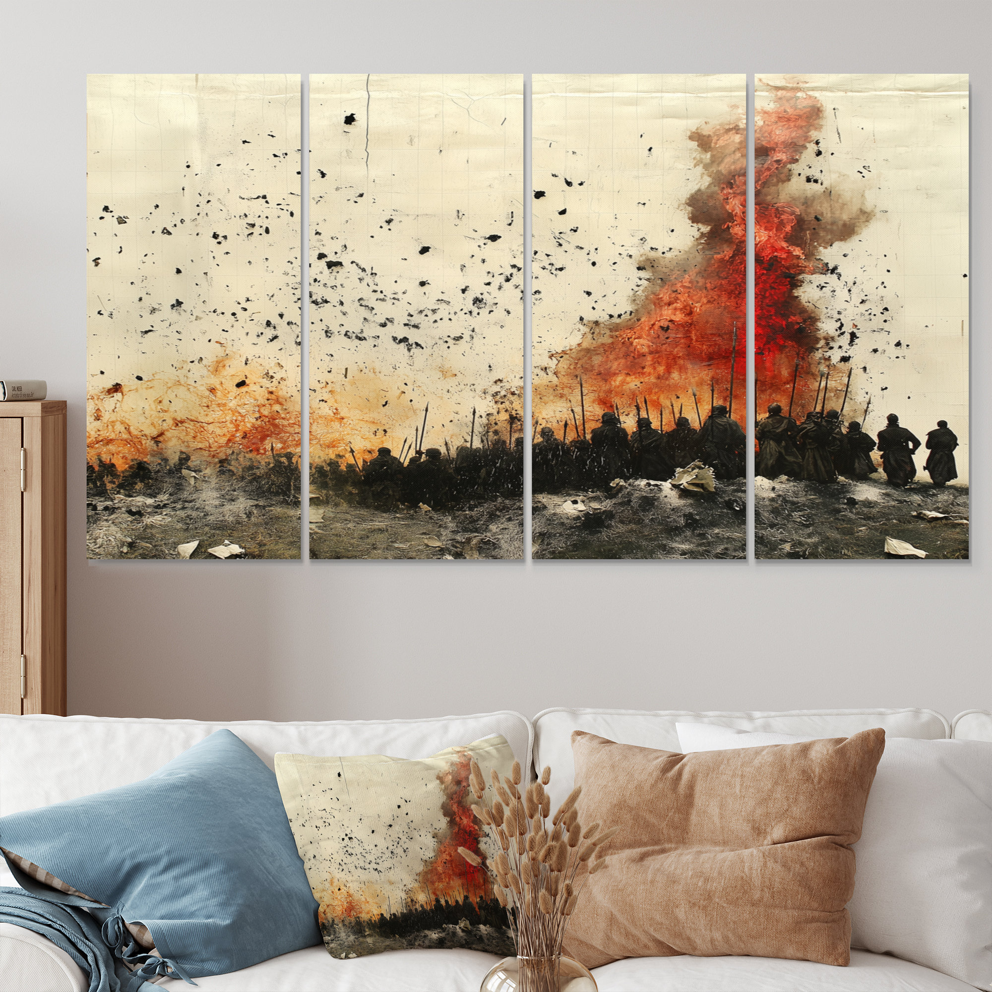 17 Stories Orange Epic Scene On The Battlefield - Warrior Wall Decor ...