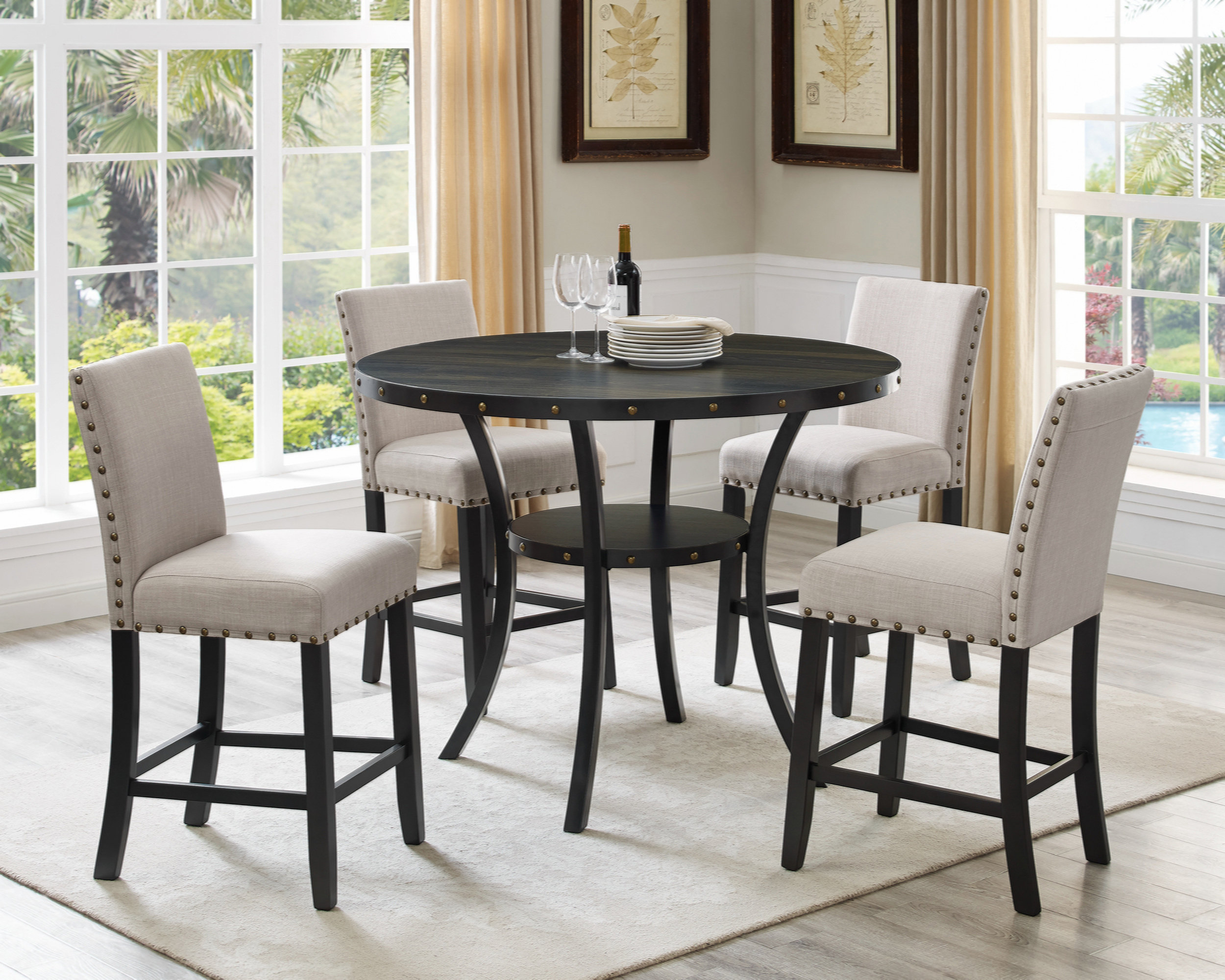 Lark Manor Baram Round 48'' Dining Set | Wayfair