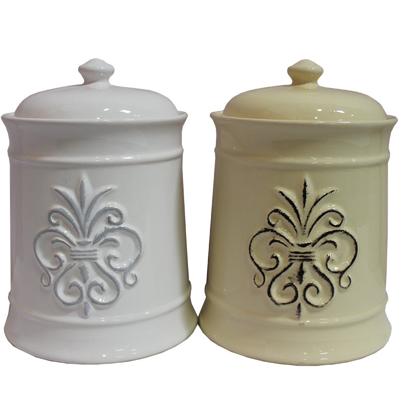 Ophelia & Co. Modern Ceramic 2 Piece Kitchen Canister Set | Wayfair