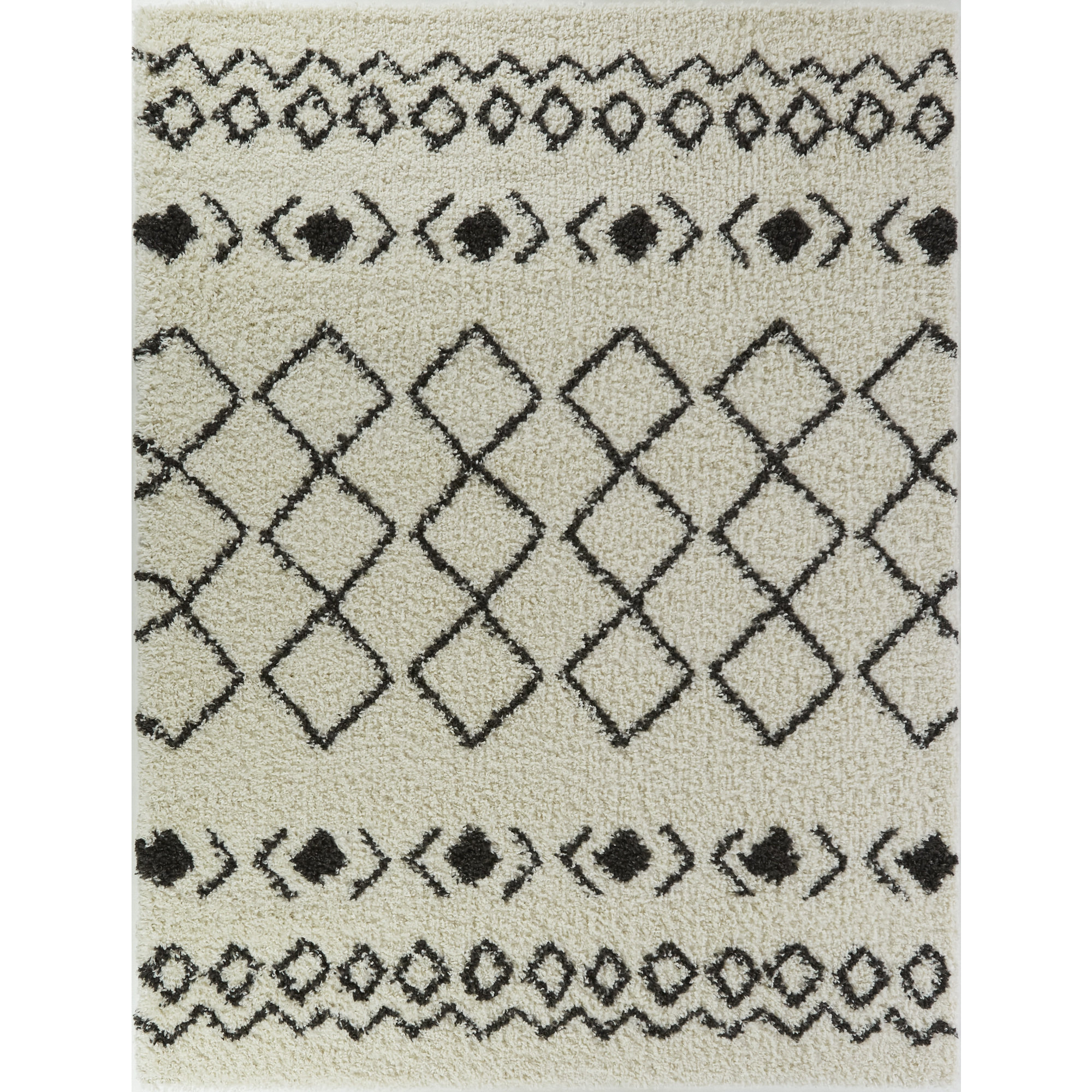 Foundry Select Geometric Cream/Black Area Rug | Wayfair