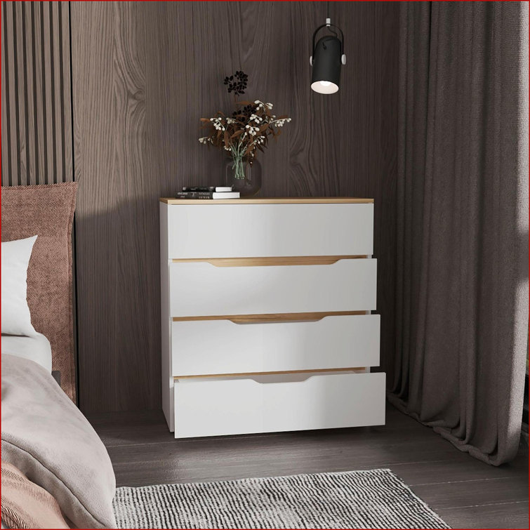 Latitude Run® Dressers | Lynbrook 4-Drawer Contemporary White & Light ...