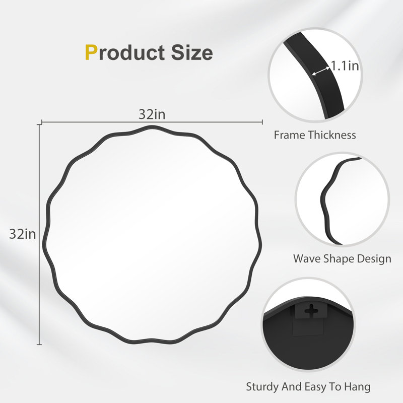 Mercer41 Aluminum Round Wavy Mirror Modern Home Décor & Reviews | Wayfair