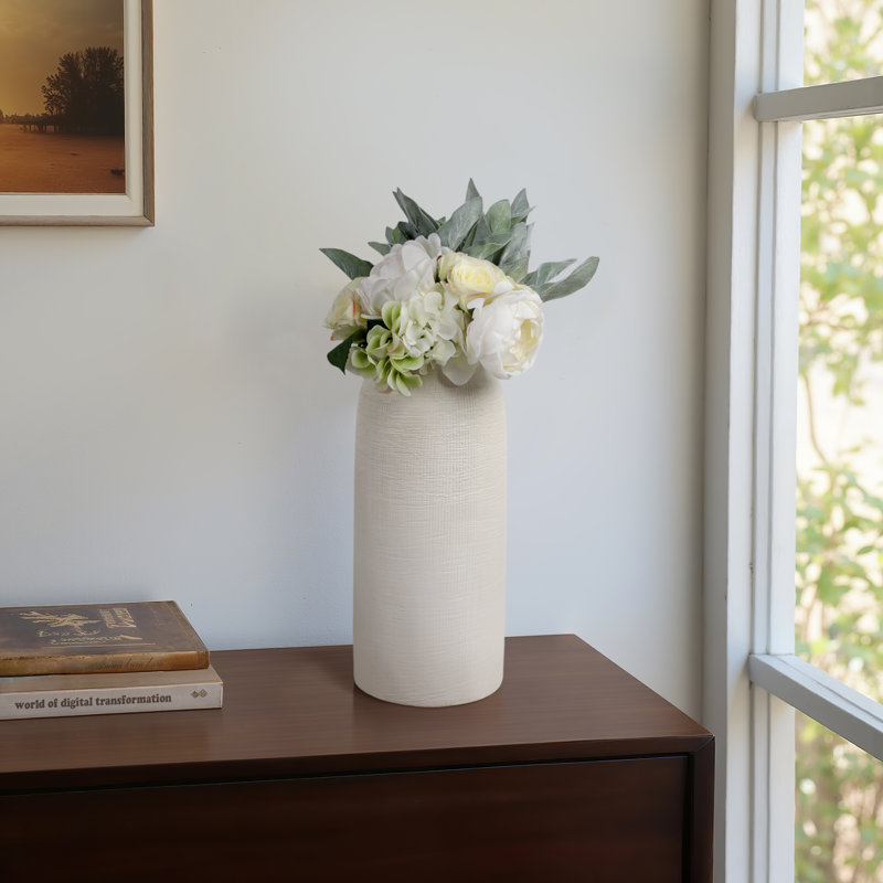 Birch Lane™ White Chic Accent Vase, Artisanal Texture Design & Reviews ...