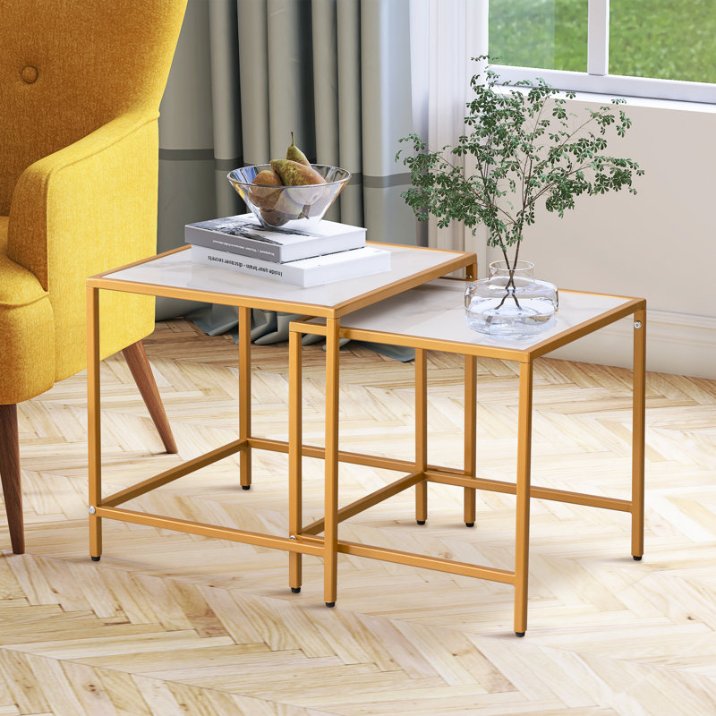 Mercer41 Evie-Louise Modern Square Nesting Coffee Table 2 - Pieces ...