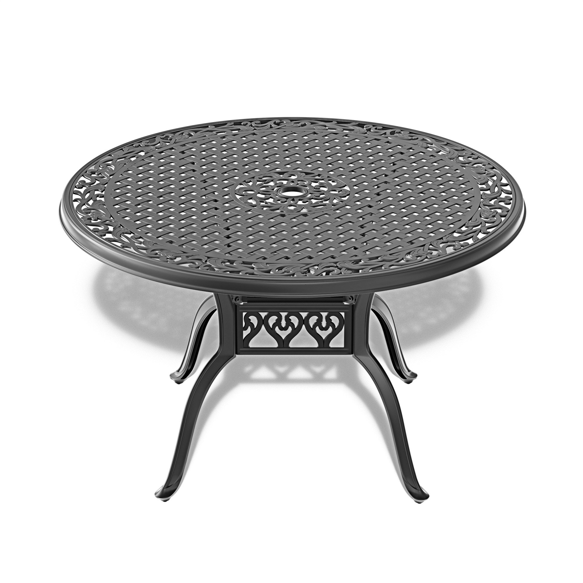 Astoria Grand 47.24 In. Black Cast Aluminum Patio Outdoor Dining Table ...