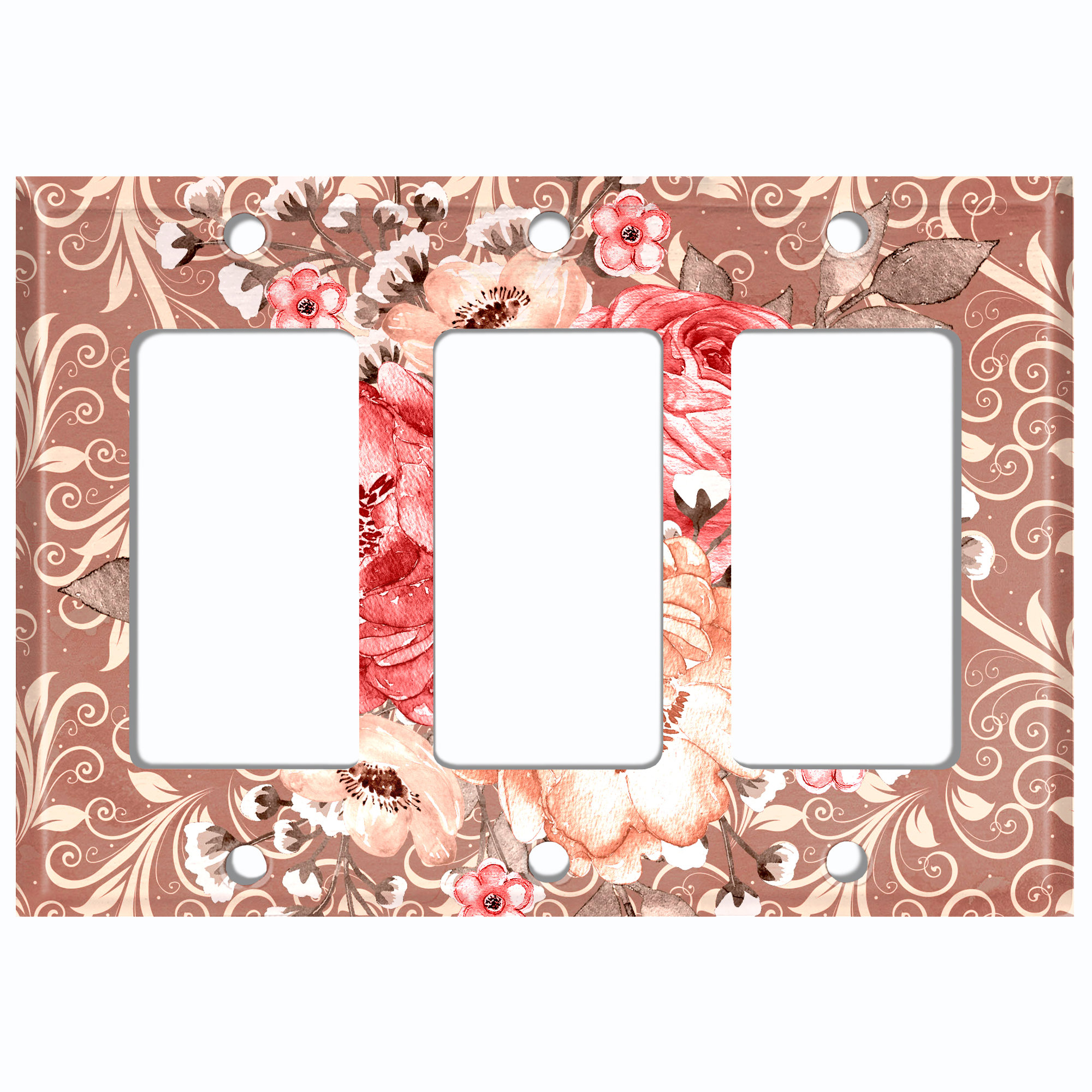WorldAcc Rose Flower 3-Gang Decorator / Rocker Wall Plate | Wayfair