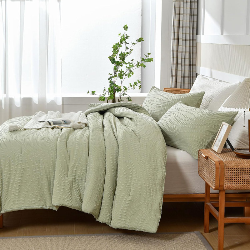 Nivozu Embossed Design Queen Comforter Set | Wayfair