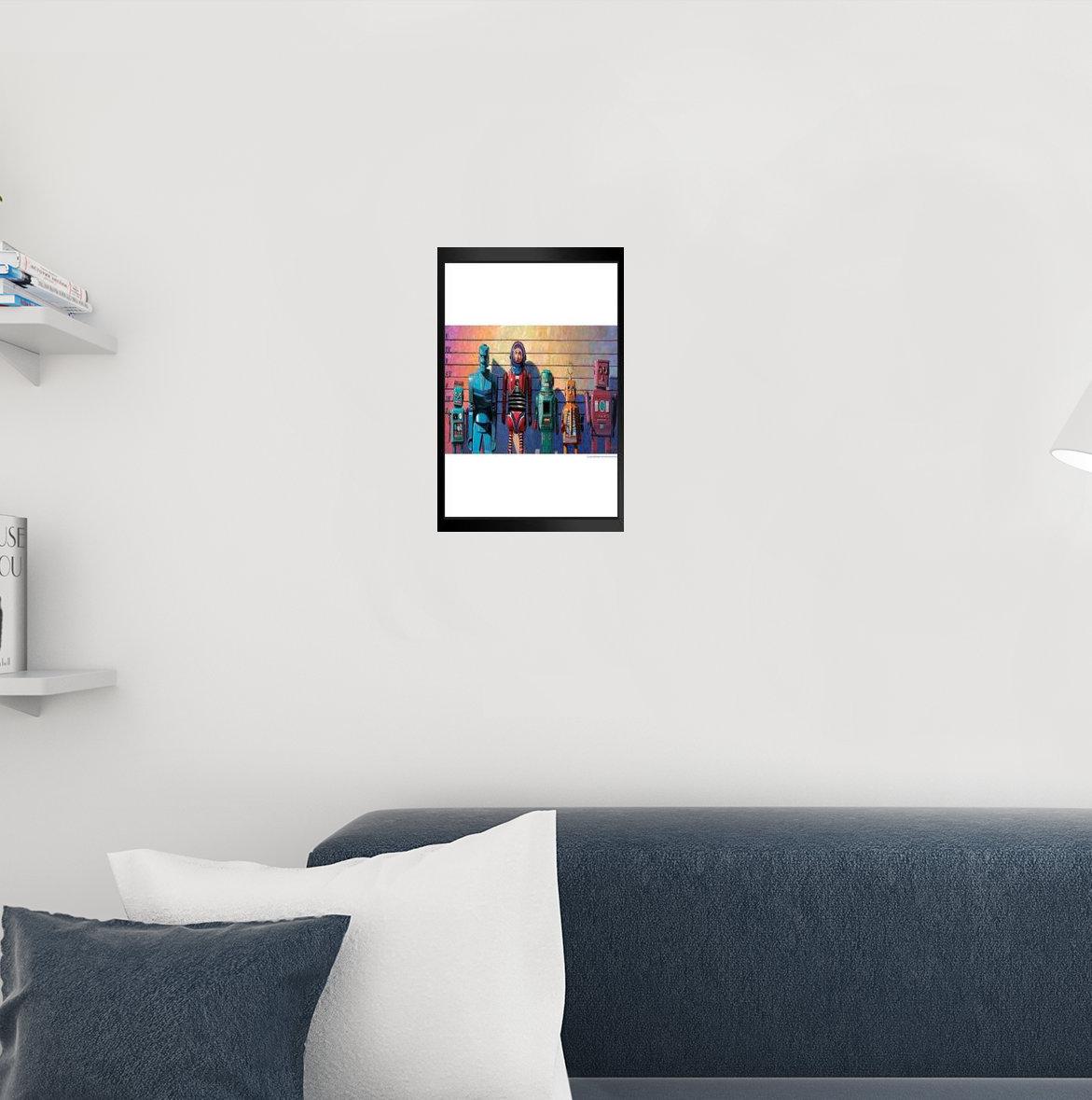 Trinx Robots Caught Again Lineup By Eric Joyner Art Print Black Wood ...