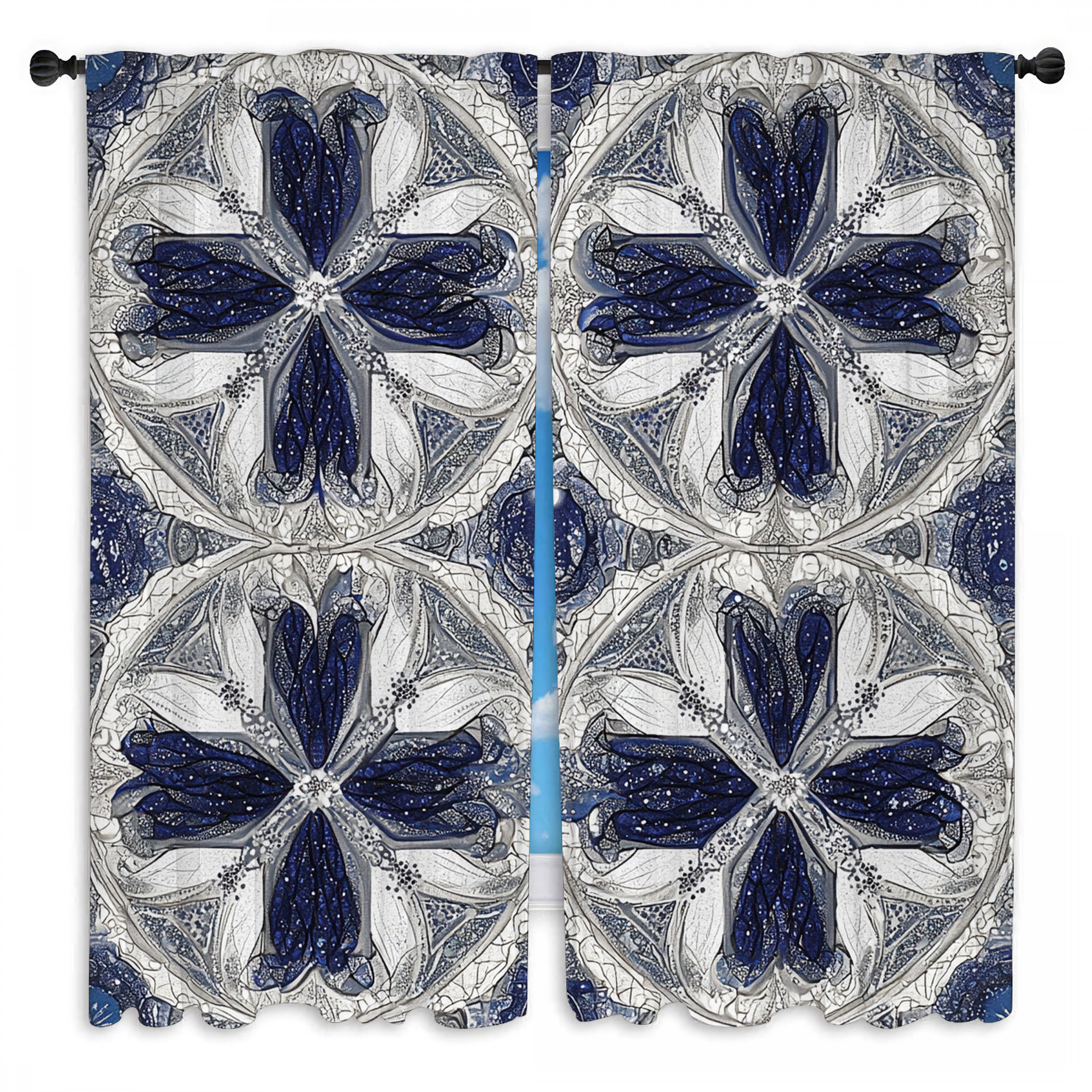 Hokku Designs Intricate Pattern Window Curtains Geometric Parisian ...