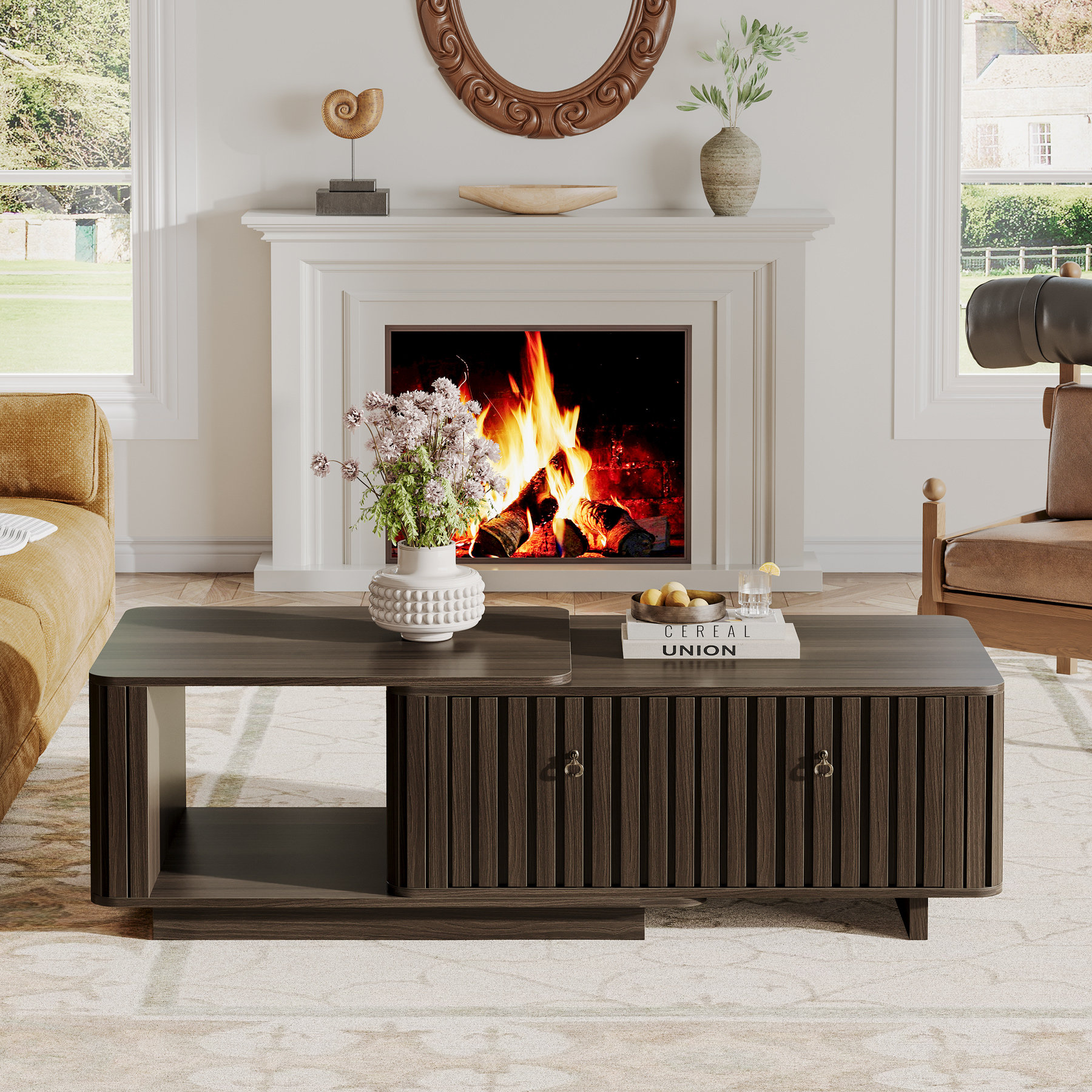 Ebern Designs Extendable Coffee Table with Drawers | Wayfair