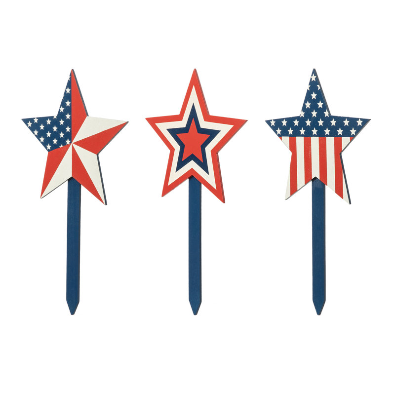 The Holiday Aisle® Alanya American 3 Pieces Garden Stake Set | Wayfair