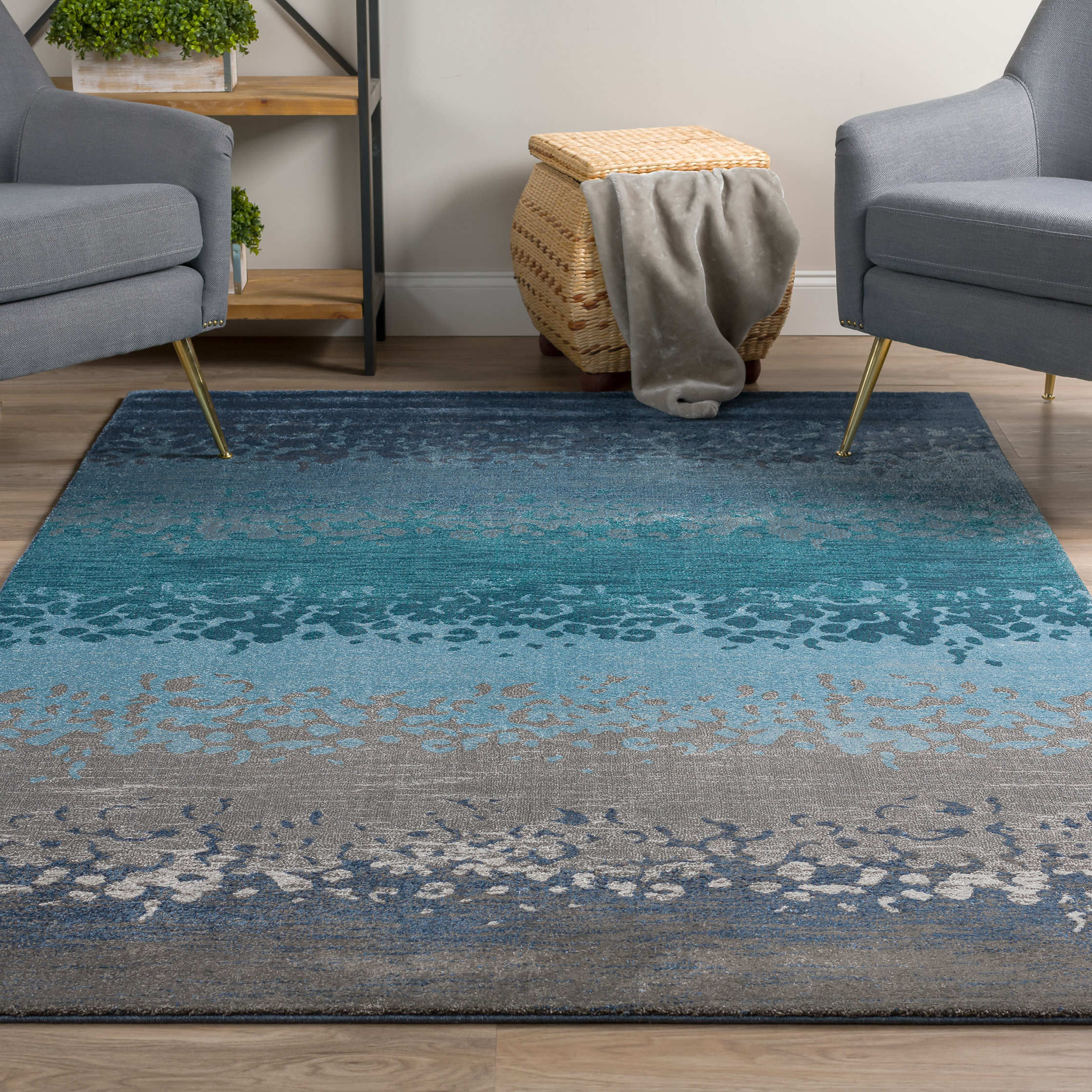 Brayden Studio Jamari Ombre Blue/Gray Area Rug & Reviews - Wayfair Canada