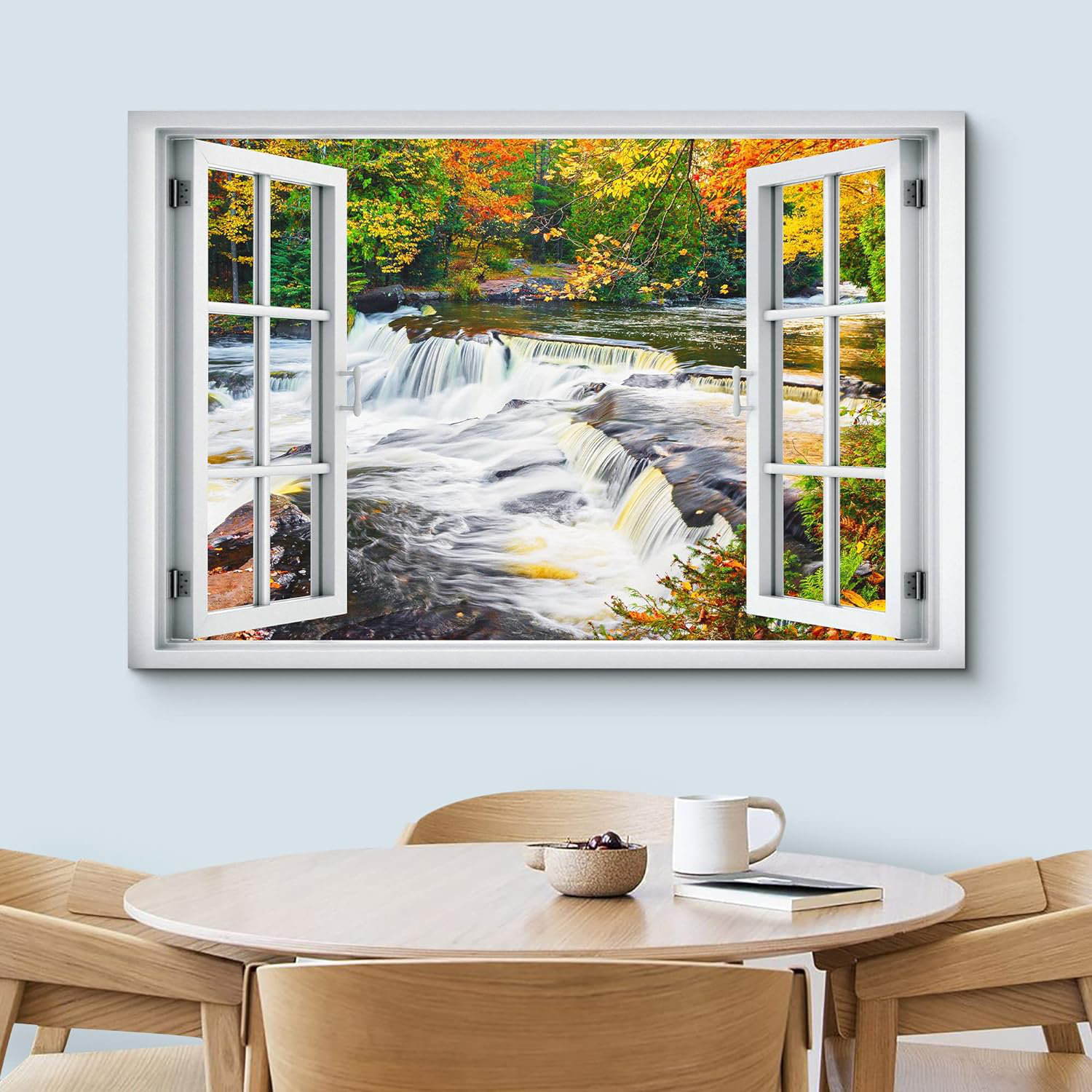 IDEA4WALL Autumn Fall " Window View Rustic Autumn Fall Forest River ...