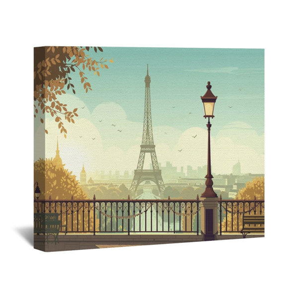 Ebern Designs Eiffel Tower Canvas Wrap - Landmark Wall Decor | Wayfair