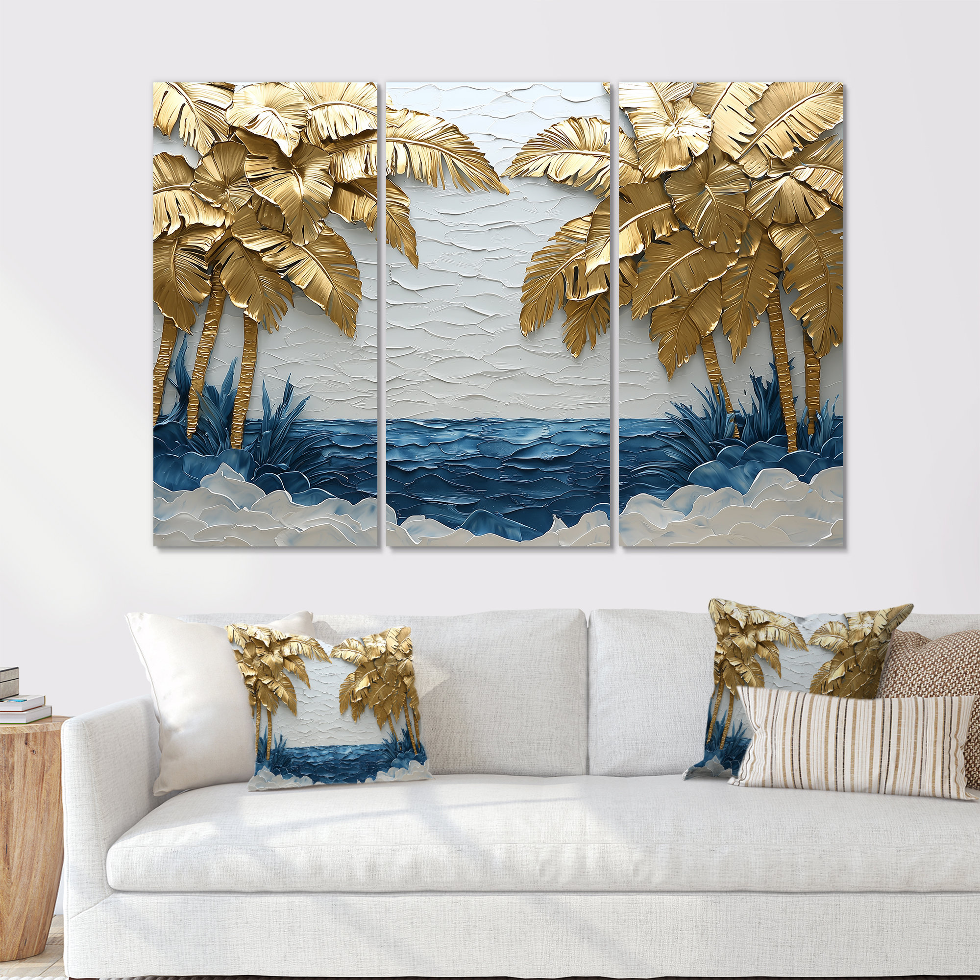 Bay Isle Home™ Golden Aqua Palms On The Beach II - Palm Trees Wall Art ...