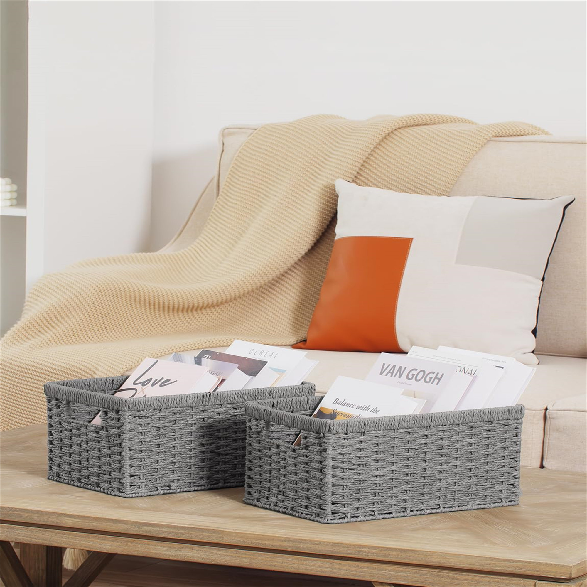 Bayou Breeze Wicker baskets, storage baskets with built-in handles ...