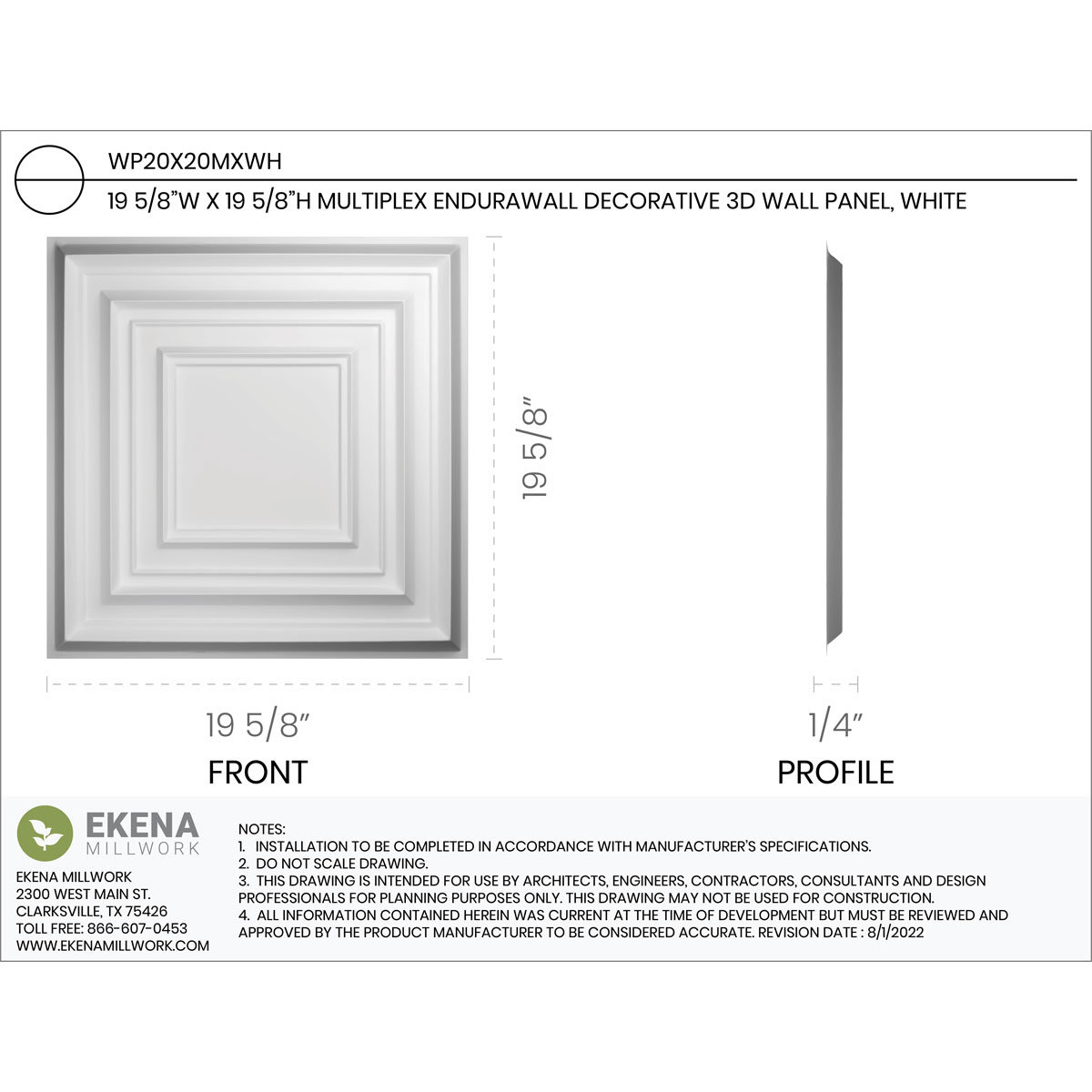 Ekena Millwork Multiplex EnduraWall Decorative 3D Wall Panel | Wayfair