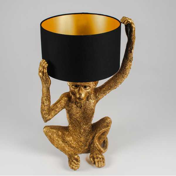 Canora Grey Monkey Holding Lamp Shade, Gold | Wayfair.co.uk