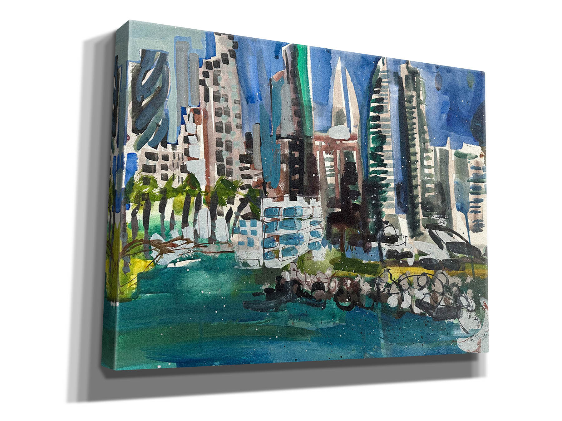 Epic Graffiti 'Bahrain Skyline' by Erin McGee Ferrell Canvas Wall Art ...