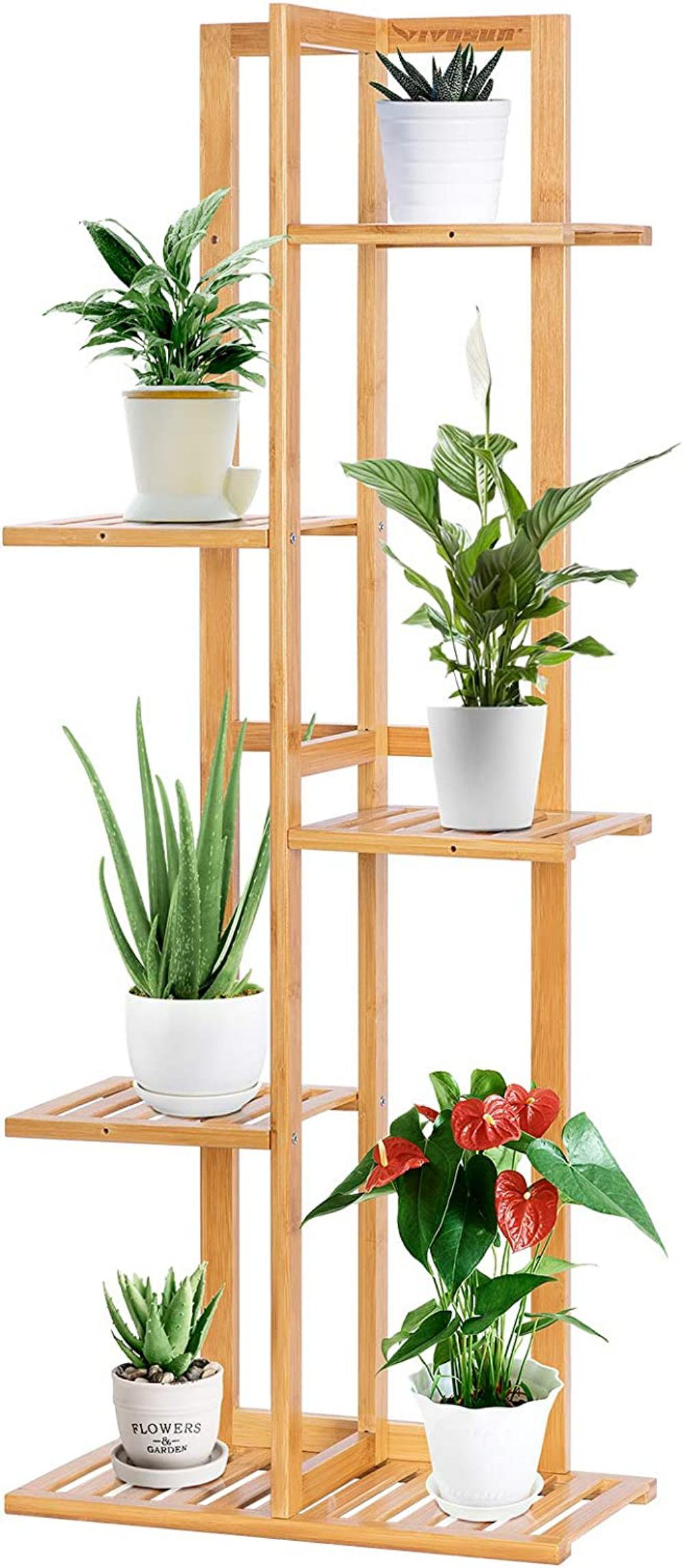 Wade Logan 40'' Indoor/outdoor Bamboo 5 Tier 6 Potted Plant Stand ...