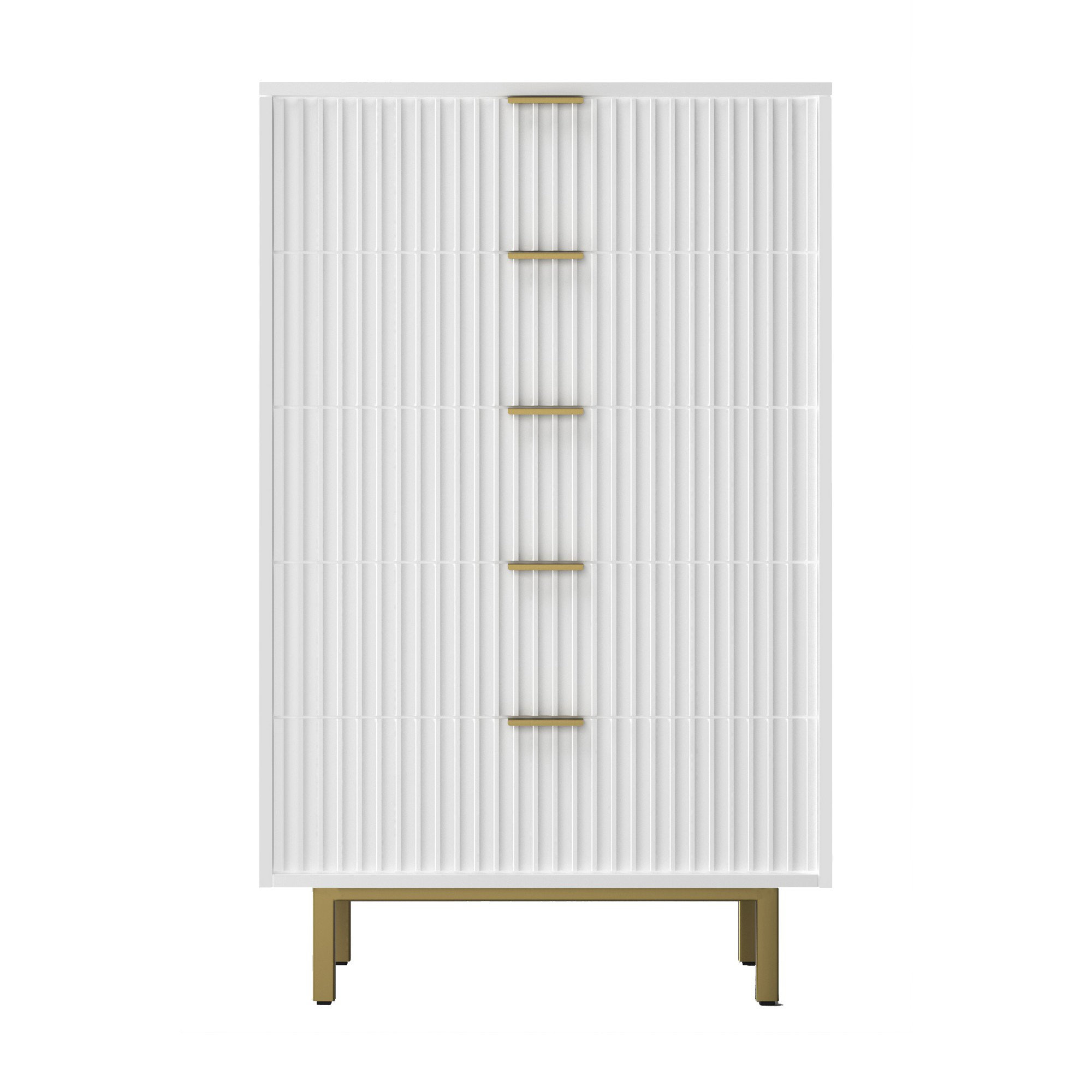 Everly Quinn Beth 48 Inch 5 Drawer Tall Dresser Chest Mahogany Wood ...