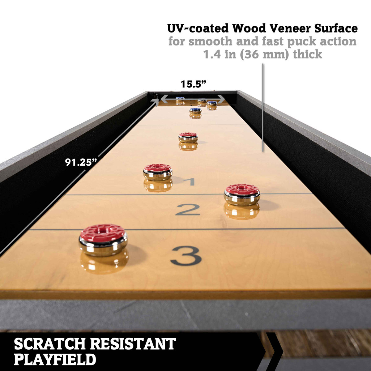 Hall of Games 9ft Kinwood Shuffleboard Table with 8-Puck Set & Reviews ...