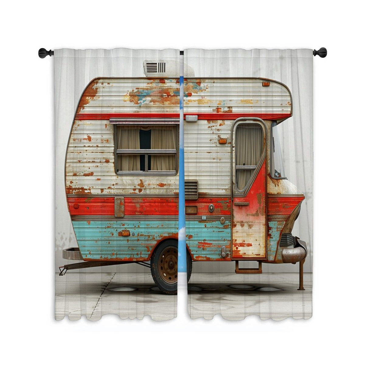 VisionDecor 11985_Travel Trailer Window Curtains Vehicle Rusty Texture ...